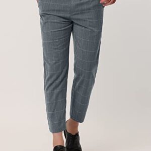 Lars Amadeus Men's Dress Plaid Cropped Pants Slim Fit Flat Front Business Checked Trousers 32 Gray