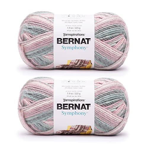 Bernat Symphony Seashell Yarn - 2 Pack of 225g/8oz - Nylon - 5 Bulky - 309 Yards - Knitting, Crocheting & Crafts