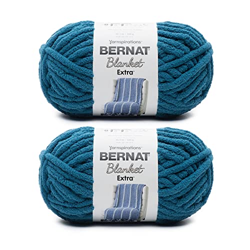 Bernat Blanket Extra Velveteal Yarn - 2 Pack of 300g/10.5oz - Polyester - 7 Jumbo - 97 Yards - Knitting, Crocheting, Crafts & Amigurumi