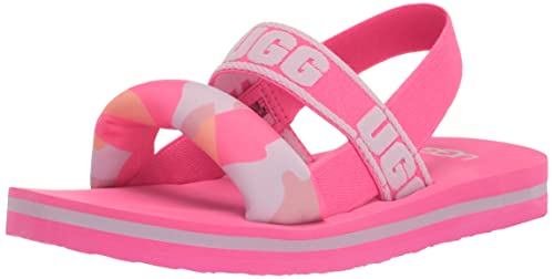 UGG K Zuma Sling Camopop Flat Sandal, Taffy Pink, 12 US Unisex Little Kid