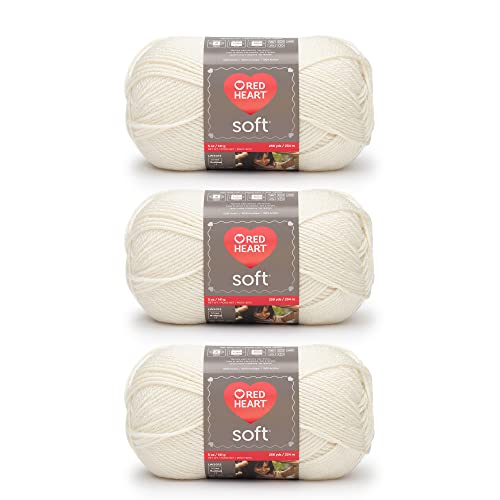 Red Heart Soft Off White Yarn - 3 Pack of 141g/5oz - Acrylic - 4 Medium (Worsted) - 256 Yards - Knitting, Crocheting & Crafts