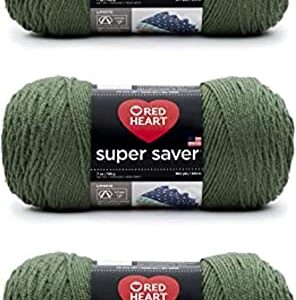 Red Heart Super Saver Medium Thyme Yarn - 3 Pack of 198g/7oz - Acrylic - 4 Medium (Worsted) - 364 Yards - Knitting/Crochet