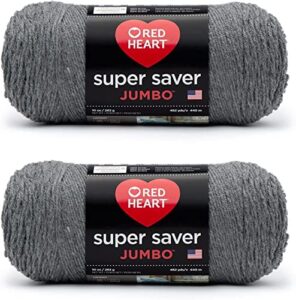 red heart super saver jumbo yarn, gray eather, 4.25 x 10.5 x 4.25 inches (pack of 2)