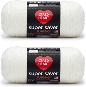 red heart super saver jumbo yarn, soft white 2 count (pack of 1)