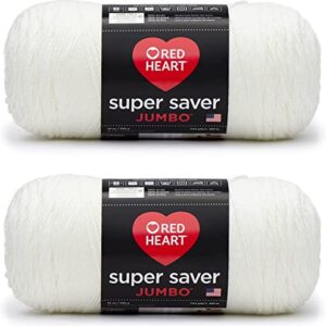 Red Heart Super Saver Jumbo Yarn, Soft White 2 Count (Pack of 1)