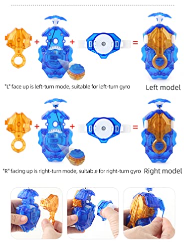 Bey Battle Burst Gyro Blade Toy Set Great Birthday Gift for Children Kids Boys 6 8 + Metal Fusion Attack Top Battling Burst 4 Spinning Tops 2 Two-Way Launcher