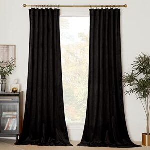 nicetown black blackout curtains for backdrops, thermal insulated noise reducing velvet curtains for film, extra long window curtains for large door windows (2 panels, 52-inch wide x 120-inch long)