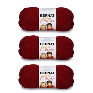 bernat softee chunky yarn, 3 pack, wine