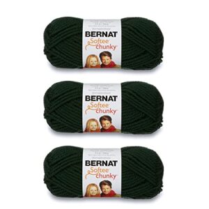 bernat softee chunky dark green yarn - 3 pack of 100g/3.5oz - acrylic - 6 super bulky - 108 yards - knitting/crochet