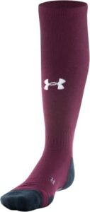 under armour standard team over-the-calf socks, u771, 1-pair, maroon/black/white, medium