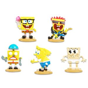 Viacom Spongebob Squarepants Mini Figures 5 Pack - Spongebob Toy Bundle with 5 Spongebob Cupcake Topper Figurines Plus Spongebob Stickers and More (Spongebob Party Supplies)