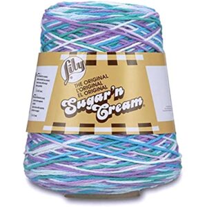 lily sugar n cream cones beach ball blue yarn - 1 pack of 14oz/400g - cotton - #4 medium - 706 yards - knitting, crocheting & crafts