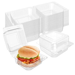 70 pcs clear plastic hinged take out containers disposable clamshell food cake containers with lids 5.3 x 4.7 x 2.8 inch for dessert, cakes, cookies, salads, pasta, sandwiches