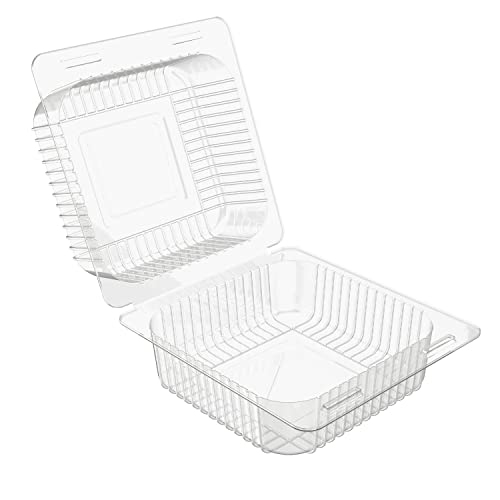 70 Pcs Clear Plastic Hinged Take Out Containers Disposable Clamshell Food Cake Containers with Lids 5.3 x 4.7 x 2.8 inch for Dessert, Cakes, Cookies, Salads, Pasta, Sandwiches