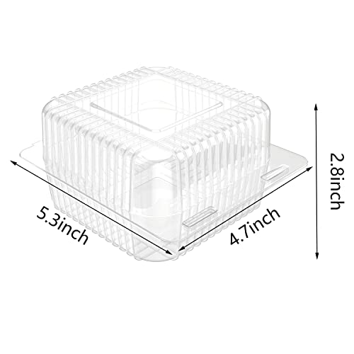 70 Pcs Clear Plastic Hinged Take Out Containers Disposable Clamshell Food Cake Containers with Lids 5.3 x 4.7 x 2.8 inch for Dessert, Cakes, Cookies, Salads, Pasta, Sandwiches