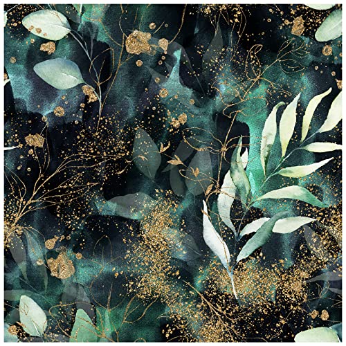 HAOKHOME 93208 Boho Peel and Stick Wallpaper Leaves Branch Removable Black/Green/Matte Gold Vinyl Self Adhesive Mural for Bedroom 17.7in x 9.8ft