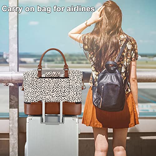 Womens Travel Weekender Bag Carry on Overnight Bag Canvas Luggage Shoulder Duffel Beach Tote Bag with Shoe Compartment