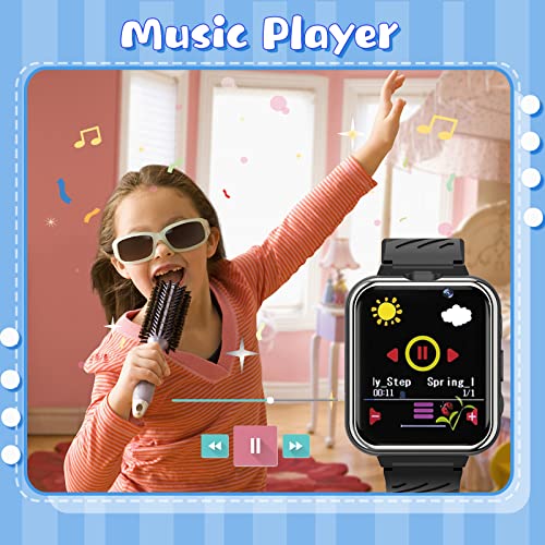 clleylise Kids Smart Watch Boys Girls, Smart Watchfor Kids with Dual Camera 24 Games Video Music Alarm Calculator Calendar Watch, Gift for Girls Boys Ages 3-14(Black)