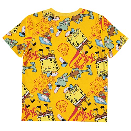 SpongeBob SquarePants Boy's T-Shirt and Shorts Bundle (Gold, 18-20)