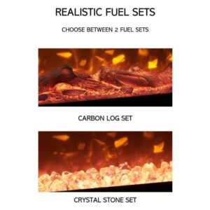 Alice 30" Electric Fireplace Inserts Recessed, Wall Mounted Fireplace LED Fireplace with 12 Flame Colors, Touch Screen, Remote Control, Timer, Carbon & Crystal Stones 500W/1500W - 30 inches