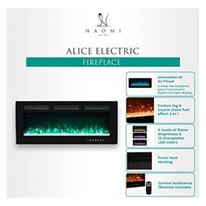 Alice 30" Electric Fireplace Inserts Recessed, Wall Mounted Fireplace LED Fireplace with 12 Flame Colors, Touch Screen, Remote Control, Timer, Carbon & Crystal Stones 500W/1500W - 30 inches