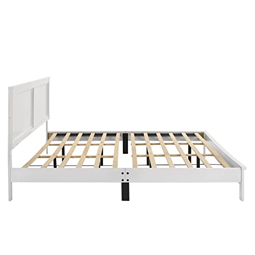 New Classic Furniture Aries Solid Wood Queen Size All-in-One Panel Bed, White