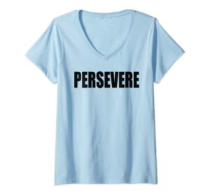 womens inspirational graduation studying teacher workout persevere v-neck t-shirt