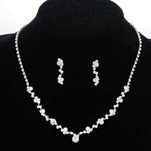 Suyi Jewellery Set Rhinestone Bridal Wedding Jewelry for Women Gilrs Crystal Necklace Earrings Jewelry Sets Silver1