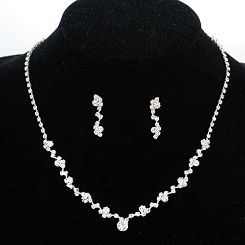 Suyi Jewellery Set Rhinestone Bridal Wedding Jewelry for Women Gilrs Crystal Necklace Earrings Jewelry Sets Silver1