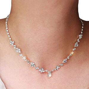 Suyi Jewellery Set Rhinestone Bridal Wedding Jewelry for Women Gilrs Crystal Necklace Earrings Jewelry Sets Silver1