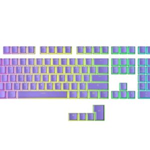 Ranked Pudding PBT Keycaps | 112 Double Shot Translucent ANSI US & ISO Layout | OEM Profile for RGB Mechanical Gaming Keyboard (Lavender)