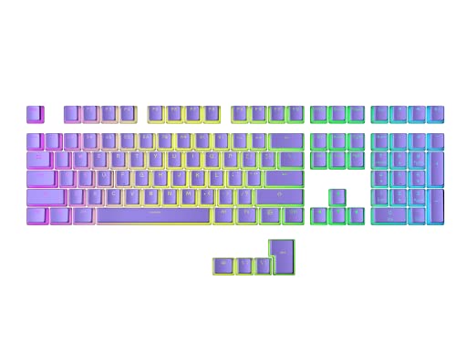 Ranked Pudding PBT Keycaps | 112 Double Shot Translucent ANSI US & ISO Layout | OEM Profile for RGB Mechanical Gaming Keyboard (Lavender)