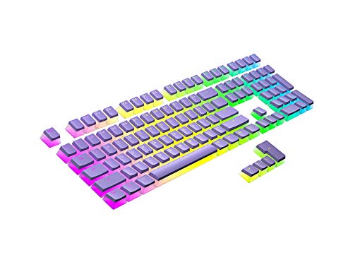 Ranked Pudding PBT Keycaps | 112 Double Shot Translucent ANSI US & ISO Layout | OEM Profile for RGB Mechanical Gaming Keyboard (Lavender)