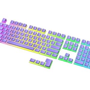 Ranked Pudding PBT Keycaps | 112 Double Shot Translucent ANSI US & ISO Layout | OEM Profile for RGB Mechanical Gaming Keyboard (Lavender)