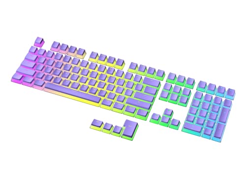 Ranked Pudding PBT Keycaps | 112 Double Shot Translucent ANSI US & ISO Layout | OEM Profile for RGB Mechanical Gaming Keyboard (Lavender)