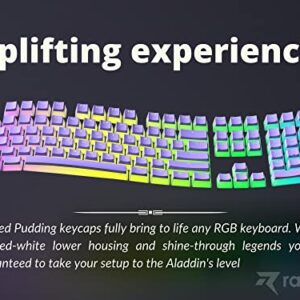 Ranked Pudding PBT Keycaps | 112 Double Shot Translucent ANSI US & ISO Layout | OEM Profile for RGB Mechanical Gaming Keyboard (Lavender)