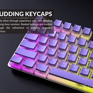 Ranked Pudding PBT Keycaps | 112 Double Shot Translucent ANSI US & ISO Layout | OEM Profile for RGB Mechanical Gaming Keyboard (Lavender)