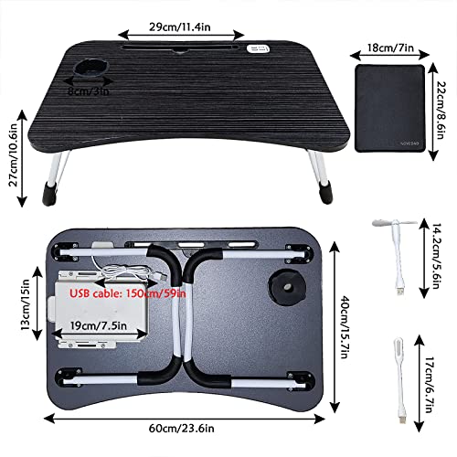 Laptop Desk,Lap Desk, Foldable Desk Bed Tray, Lap Desk for Bed with USB Charge Port/Cup Holder/Storage Drawer for Multi-Function Notebook Stand for Working,Reading