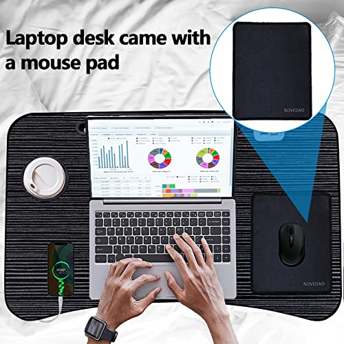 Laptop Desk,Lap Desk, Foldable Desk Bed Tray, Lap Desk for Bed with USB Charge Port/Cup Holder/Storage Drawer for Multi-Function Notebook Stand for Working,Reading