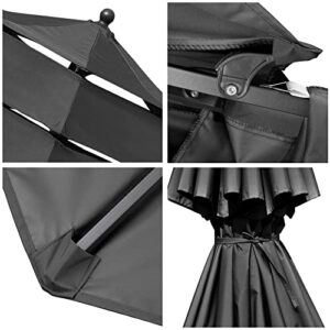 Yescom UV70+ 3-Tiers 11ft Solar Powered LED Patio Umbrella with Crank Tilt for Garden Yard Pool Market Deck Table Black