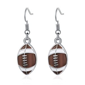 ruoffeta sport ball dangle earrings, football earrings, basketball earrings soccer volleyball baseball earrings for women fan gift(football coffee)