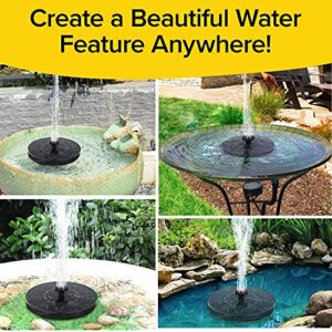 Fast Fountain Pocket Hose Solar-Powered-Instantly Adds a Water Feature Virtually Anywhere-5 Spray Modes-No Installation or Batteries Required-for Bird Baths & More, 6 in. (D) x 2 in. (H), Black