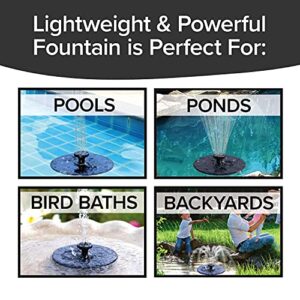 Fast Fountain Pocket Hose Solar-Powered-Instantly Adds a Water Feature Virtually Anywhere-5 Spray Modes-No Installation or Batteries Required-for Bird Baths & More, 6 in. (D) x 2 in. (H), Black