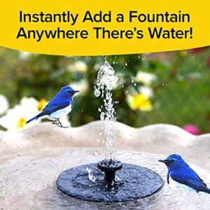 Fast Fountain Pocket Hose Solar-Powered-Instantly Adds a Water Feature Virtually Anywhere-5 Spray Modes-No Installation or Batteries Required-for Bird Baths & More, 6 in. (D) x 2 in. (H), Black