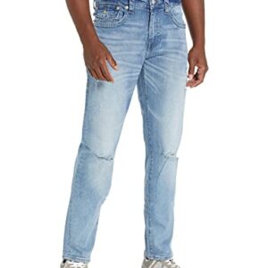 True Religion mens Geno Flap Sn Jeans, Ashley Light Wash With Rips, 38W x 34L US