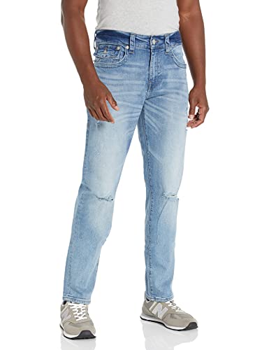 True Religion mens Geno Flap Sn Jeans, Ashley Light Wash With Rips, 38W x 34L US