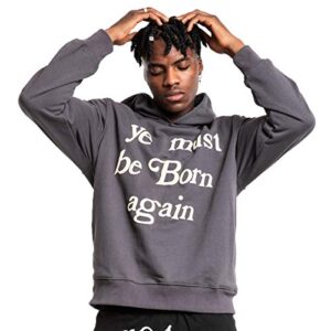 Chainsaw Man Ye Must Be Born Again Letter Graphic Printing Hoodie Men Hip Hop Cotton Pullover Sweatshirts for Men Women