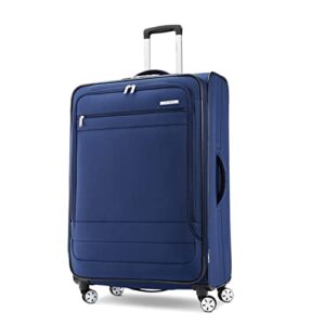 samsonite aspire dlx softside expandable luggage with spinner wheels, checked-medium 25-inch, blue depth