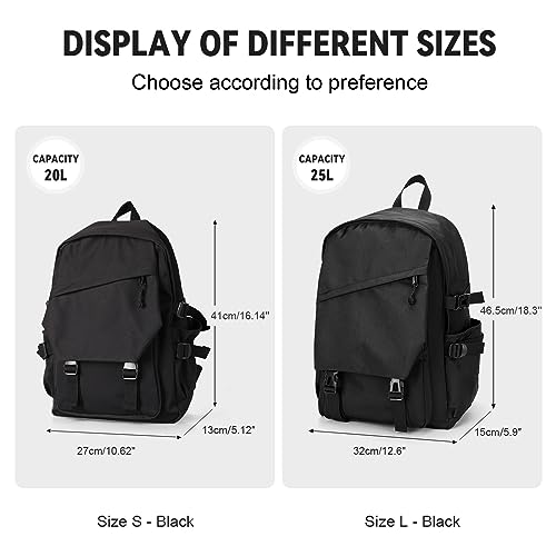 Casual Daypack Large upgraded version College Laptop Backpack for Men Women Water Resistant Lightweight School Bag Travel Rucksack for Sports High School Middle Bookbag for girls Size L(Black)