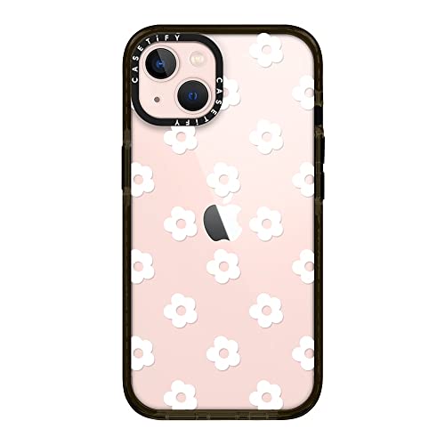 CASETiFY Impact iPhone 13 Case [6.6ft Drop Protection] - Ditsy Daisies - White - Clear Black